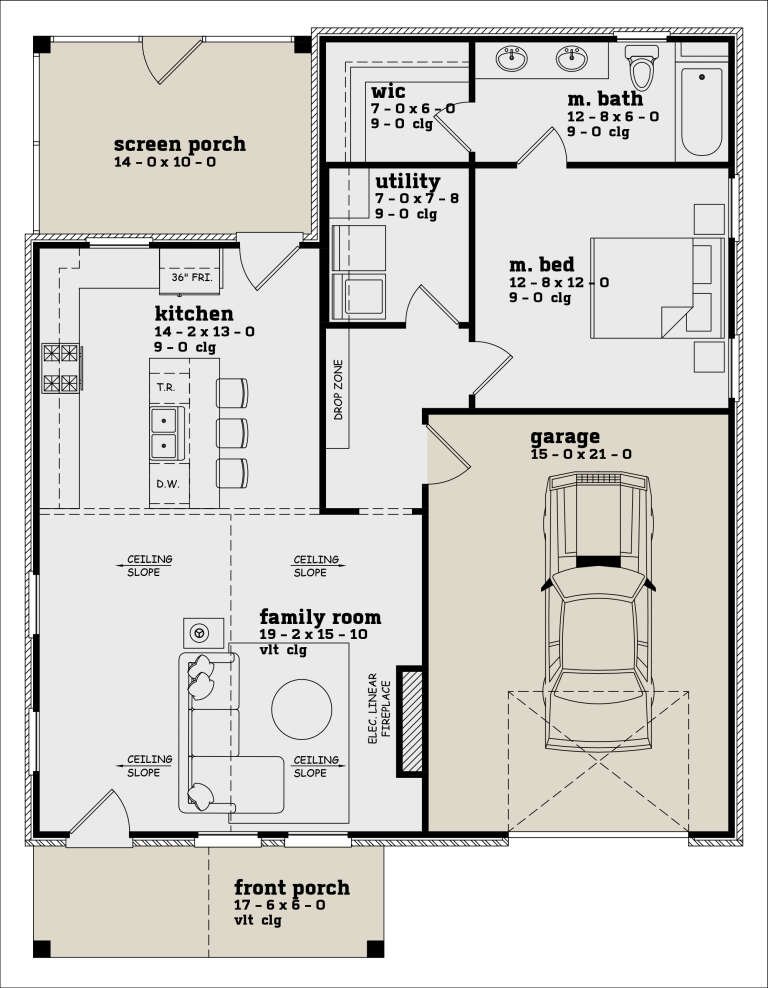 Modern Farmhouse Plan - 930 Square Feet, 1 Bedroom, 1 Bathroom | Floor ...