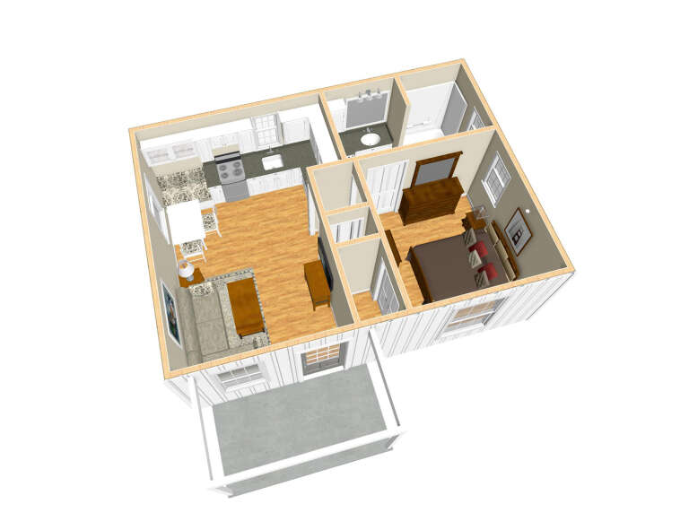 Cottage Plan - 450 Square Feet, 1 Bedroom, 1 Bathroom | Floor Plan ...