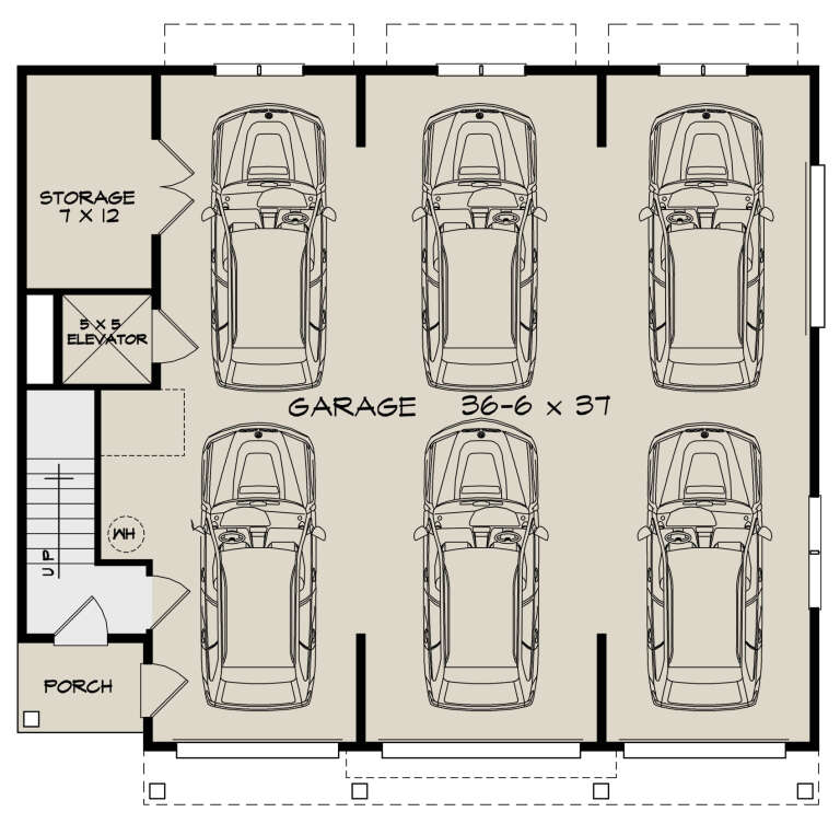 Craftsman 6 Car Garage Plan - 3,143 Square Feet, 2 Bedrooms, 2 ...