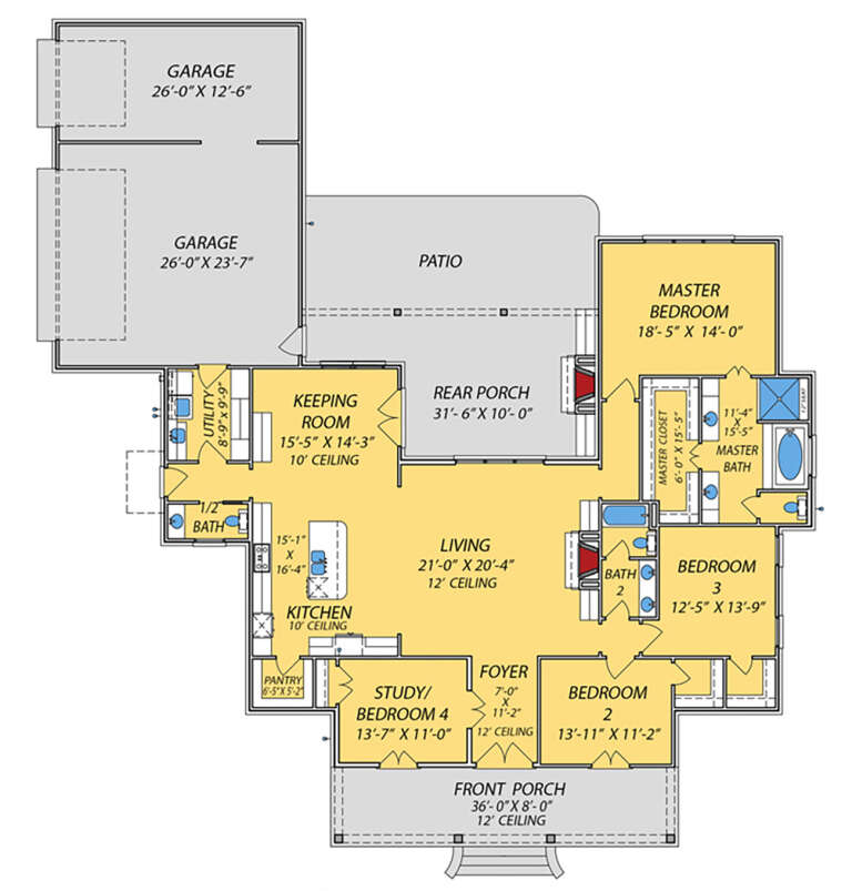 Modern Farmhouse Plan - 2,526 Square Feet, 4 Bedrooms, 2.5 Bathrooms | Floor Plan #9279-00061 ...
