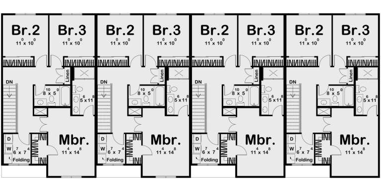 Modern Farmhouse Fourplex Plan - 1,464 Square Feet, 3 Bedrooms, 2.5 ...
