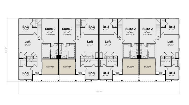 Modern Fourplex Plan - 2,432 Square Feet, 4 Bedrooms, 3.5 Bathrooms ...