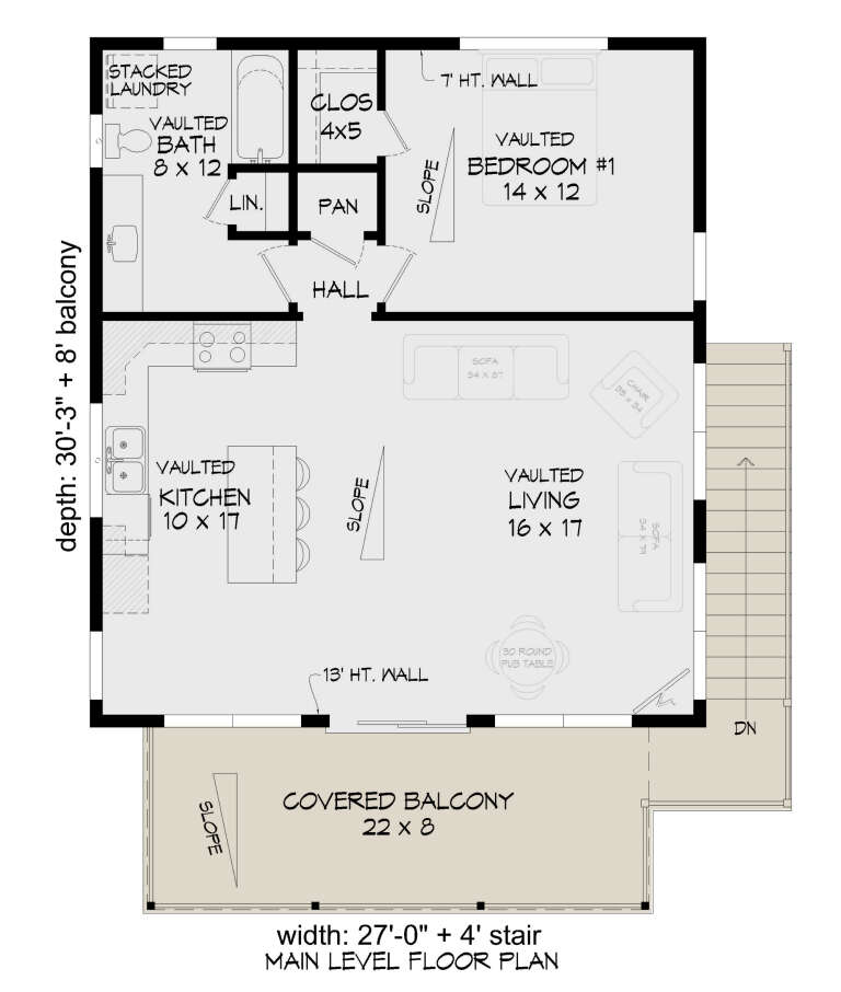 Modern Plan - 817 Square Feet, 1 Bedroom, 1 Bathroom | Floor Plan #940 ...