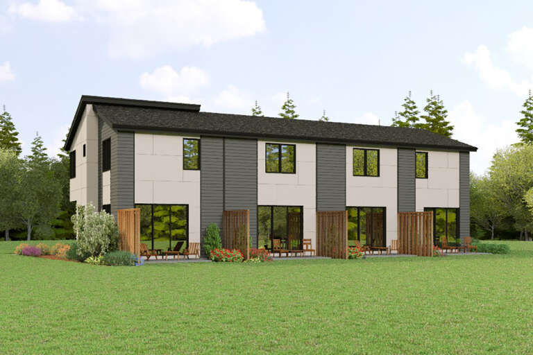 Modern Fourplex Plan - 1,123 Square Feet, 2 Bedrooms, 2.5 Bathrooms ...