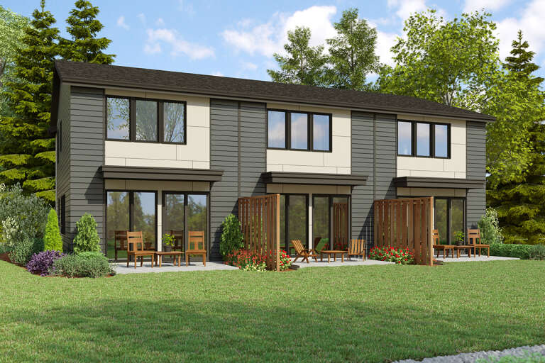 Contemporary Triplex Plan - 1,349 Square Feet, 3 Bedrooms, 2.5 ...