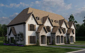 French Country Fourplex Plan - 1,510 Square Feet, 2 Bedrooms, 2.5 ...