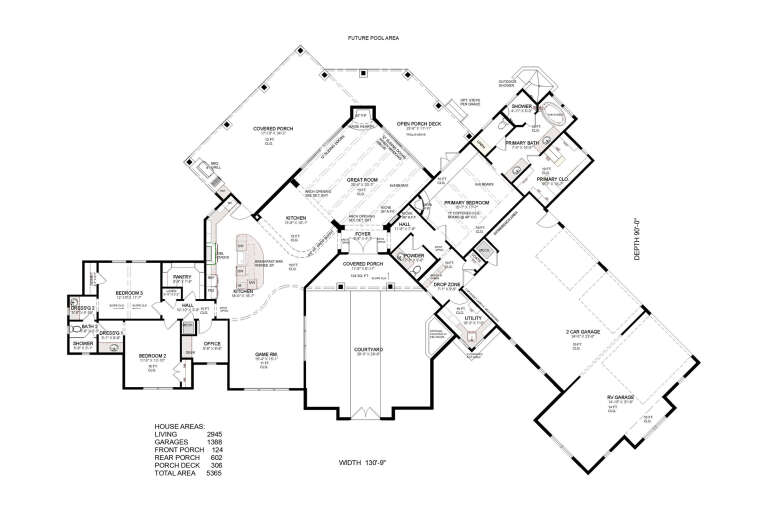 Southwest Plan - 2,945 Square Feet, 3 Bedrooms, 2.5 Bathrooms | Floor ...