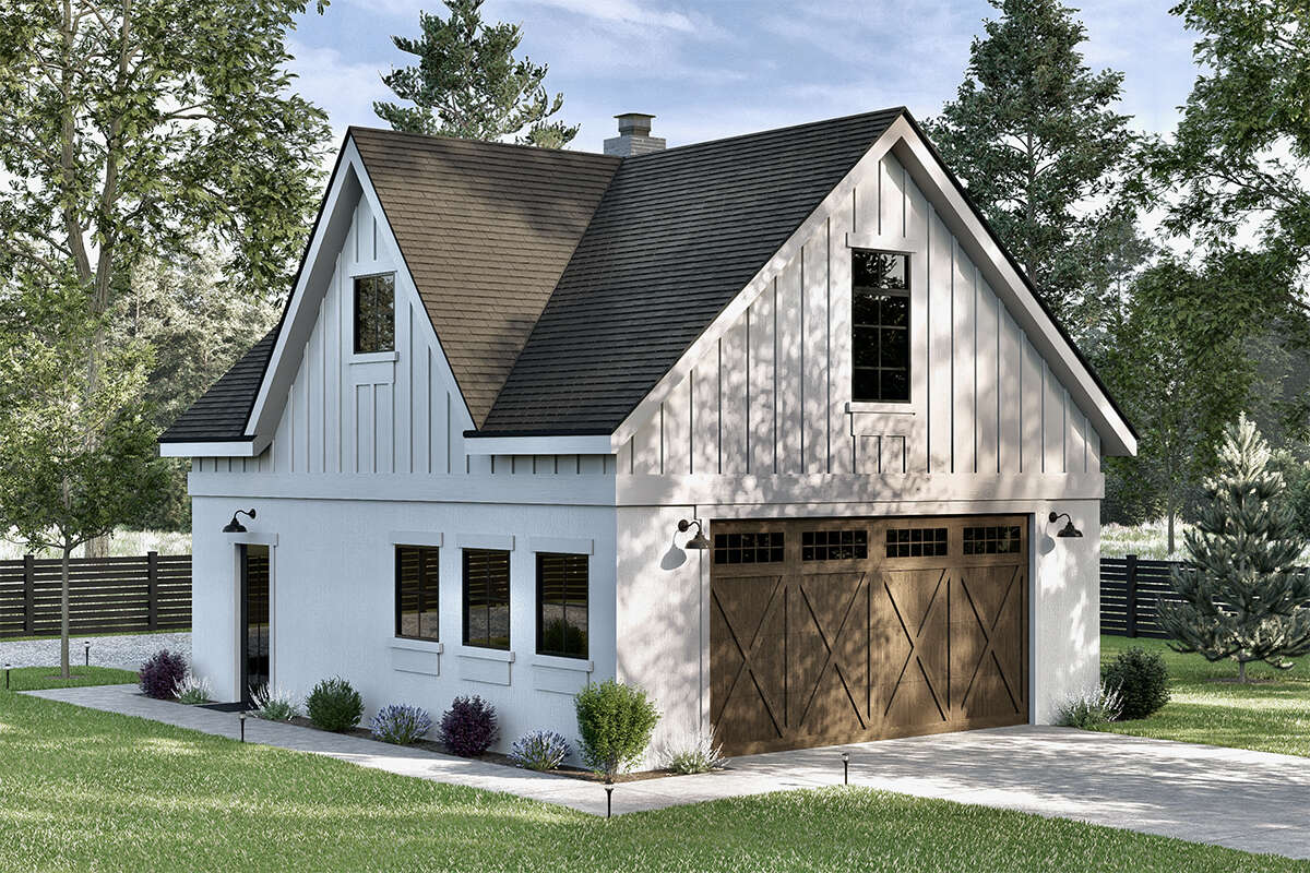 Modern Farmhouse 2 Car Garage Plan - 1,295 Square Feet, 1 Bedroom, 1 ...
