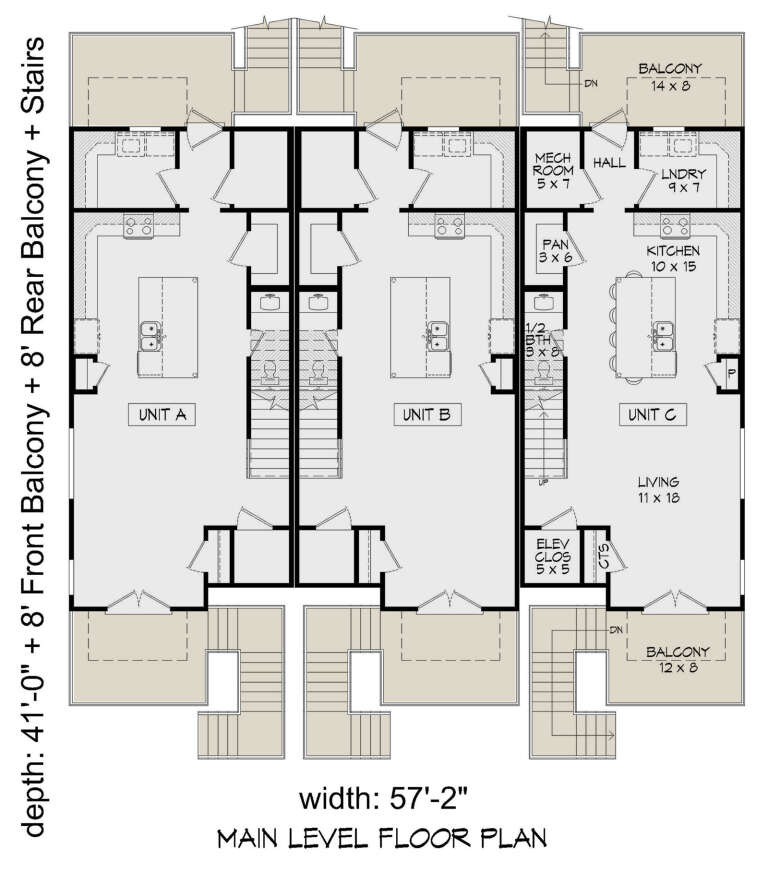 Modern Triplex Plan - 2,133 Square Feet, 3 Bedrooms, 3.5 Bathrooms ...