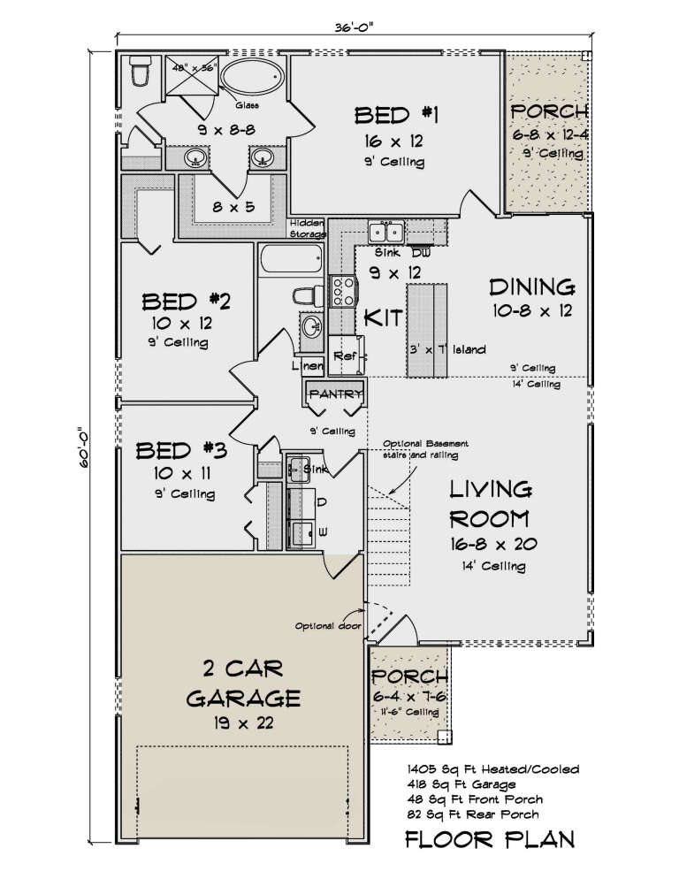 Modern Plan - 1,405 Square Feet, 3 Bedrooms, 2 Bathrooms | Floor Plan #4848-00461 | America's ...