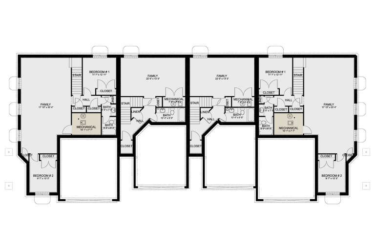 Traditional Fourplex Plan - 2,218 Square Feet, 3-4 Bedrooms, 3.5 ...