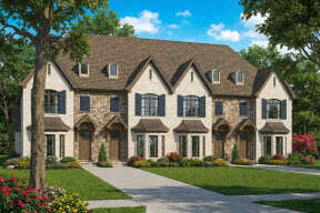 French Country Fourplex Plan - 1,582 Square Feet, 2 Bedrooms, 2.5 ...