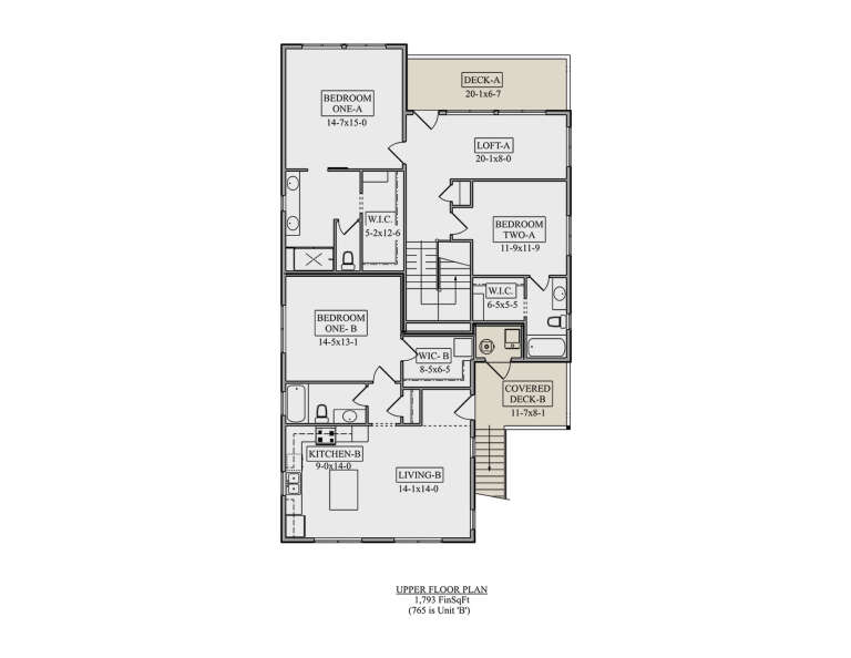 Modern Duplex Plan - 765 Square Feet, 1-2 Bedrooms, 2.5 Bathrooms ...