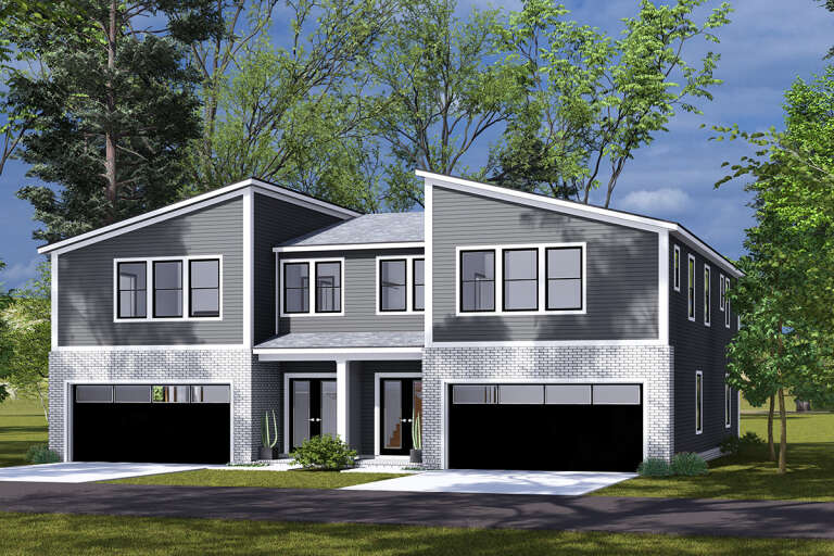Contemporary Duplex Plan - 2,048 Square Feet, 4 Bedrooms, 3.5 Bathrooms ...