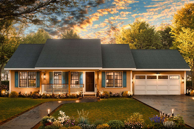 Modern Farmhouse Plan - 1,200 Square Feet, 3 Bedrooms, 2 Bathrooms ...