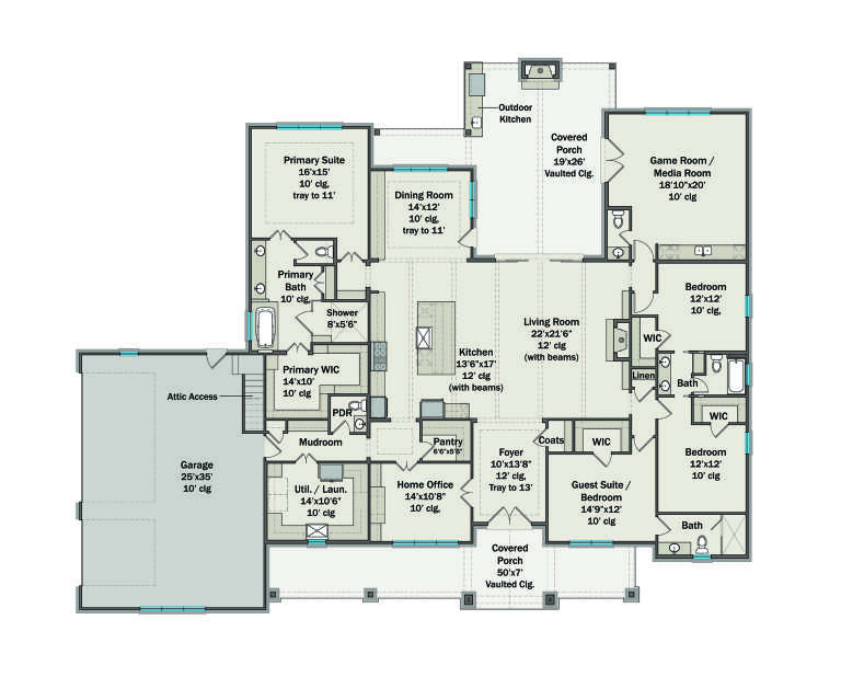 Modern Farmhouse Plan - 3,620 Square Feet, 4 Bedrooms, 4 Bathrooms ...
