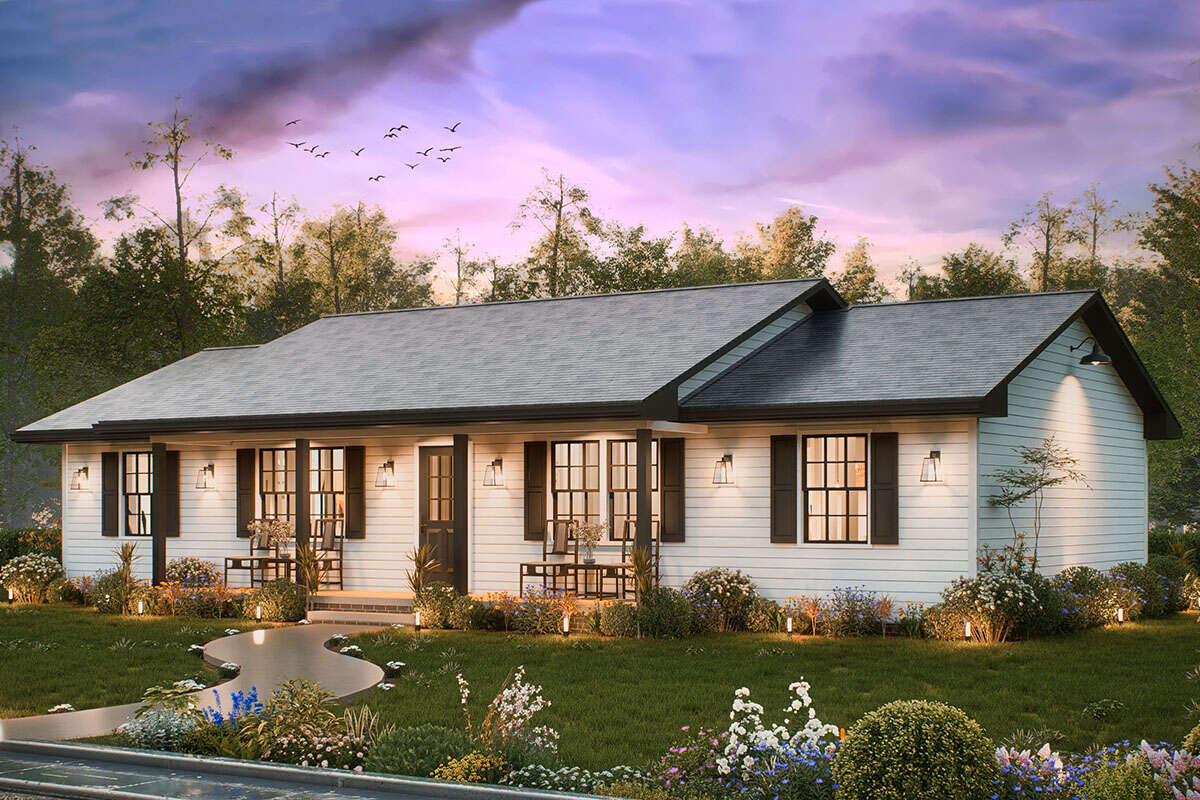 Country Plan - 1,223 Square Feet, 4 Bedrooms, 2 Bathrooms | Floor Plan ...