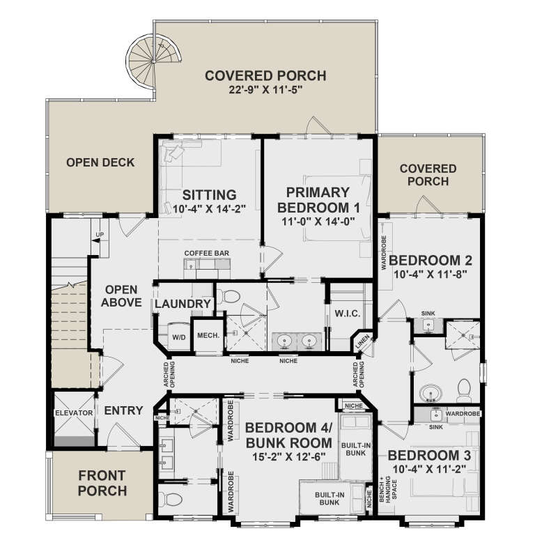 Coastal Plan - 2,718 Square Feet, 5 Bedrooms, 4.5 Bathrooms | Floor ...
