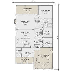 Craftsman Plan - 1,877 Square Feet, 3 Bedrooms, 2 Bathrooms | Floor ...