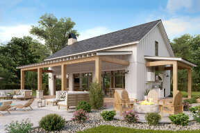 Modern Farmhouse Pool House Plan - 1,000 Square Feet, 1 Bathroom ...