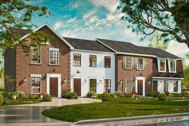 Traditional Fourplex Plan - 1,138 Square Feet, 2 Bedrooms, 1.5 ...