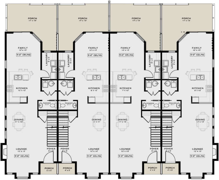 Contemporary Fourplex Plan - 1,972 Square Feet, 2-3 Bedrooms, 2.5 ...