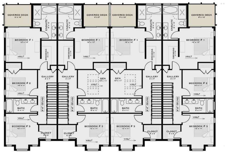 Contemporary Fourplex Plan - 1,972 Square Feet, 2-3 Bedrooms, 2.5 ...