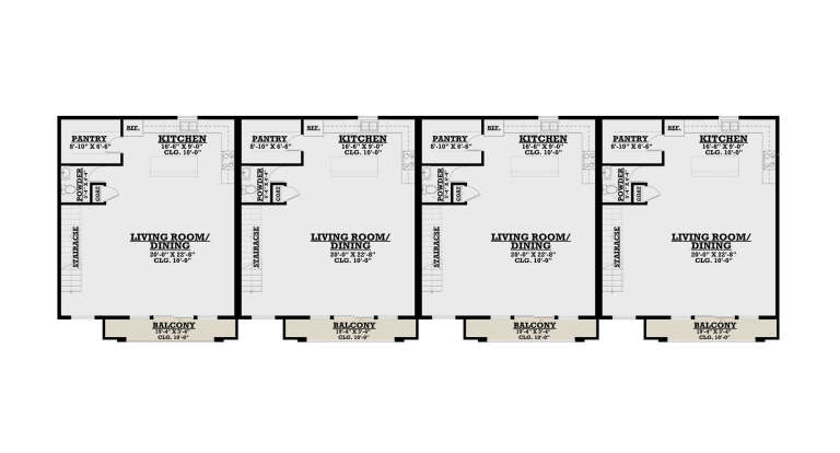 Modern Fourplex Plan - 1,865 Square Feet, 3 Bedrooms, 3.5 Bathrooms ...