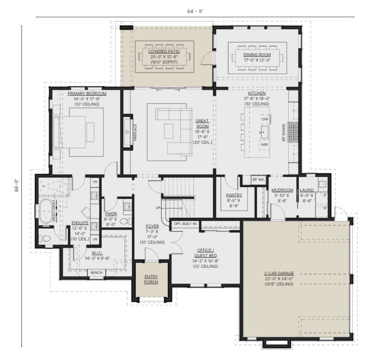 Modern Transitional Plan - 4,122 Square Feet, 5 Bedrooms, 3.5 Bathrooms ...