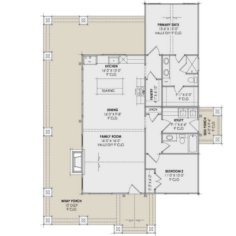 Craftsman Plan - 1,302 Square Feet, 2 Bedrooms, 2 Bathrooms | Floor ...