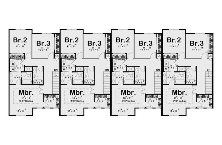 Contemporary Fourplex Plan - 1,701 Square Feet, 3 Bedrooms, 2.5 ...