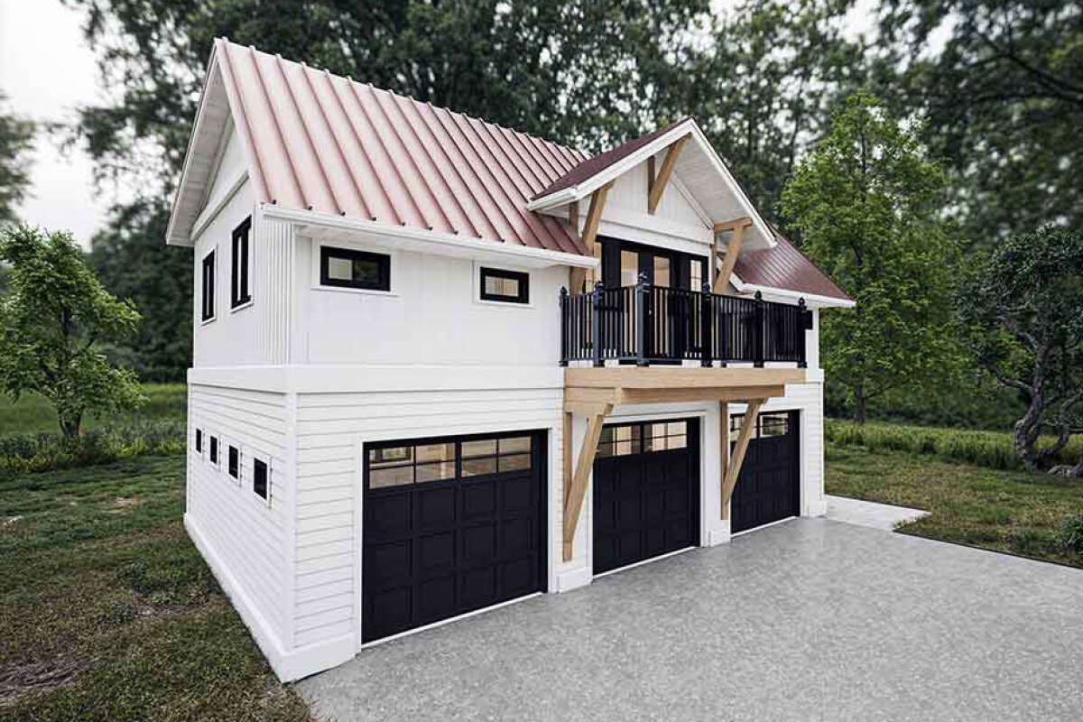 Modern Farmhouse 3 Car Garage Plan - 1,902 Square Feet, 2 Bedrooms, 1 ...