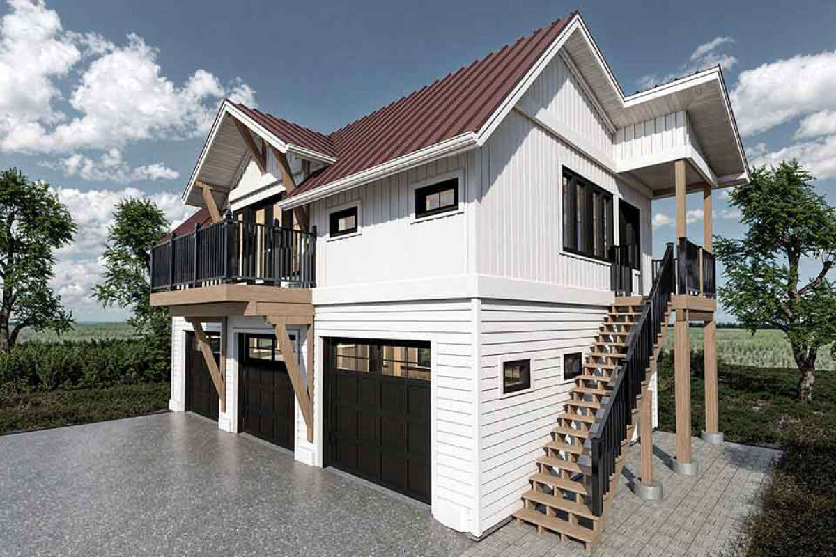 Modern Farmhouse 3 Car Garage Plan - 1,902 Square Feet, 2 Bedrooms, 1 ...