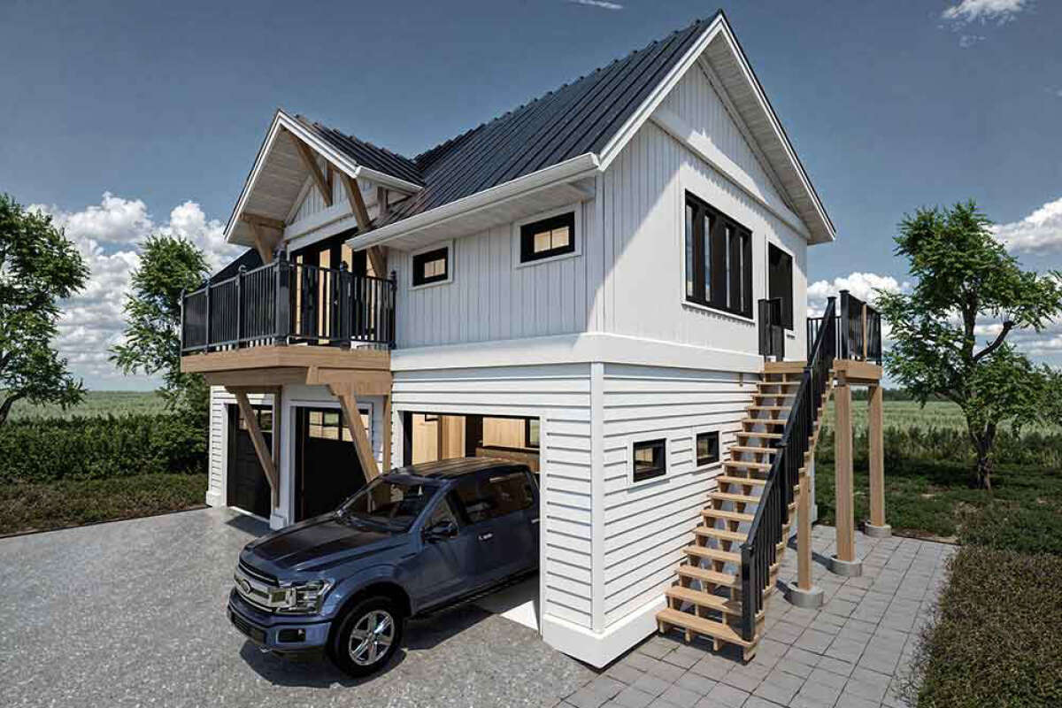 Modern Farmhouse 3 Car Garage Plan - 1,902 Square Feet, 2 Bedrooms, 1 ...