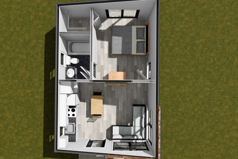 Contemporary Plan - 384 Square Feet, 1 Bedroom, 1 Bathroom | Floor Plan ...