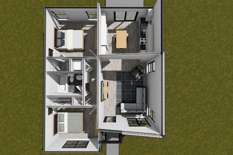 Contemporary Plan - 751 Square Feet, 2 Bedrooms, 1 Bathroom | Floor ...