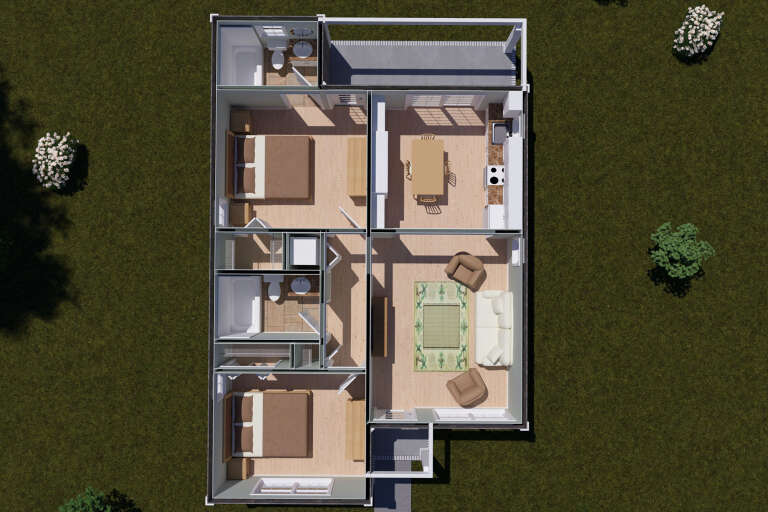 Cottage Plan - 799 Square Feet, 2 Bedrooms, 2 Bathrooms | Floor Plan ...