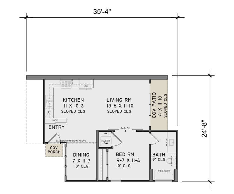 Contemporary Plan - 648 Square Feet, 1 Bedroom, 1 Bathroom | Floor Plan ...