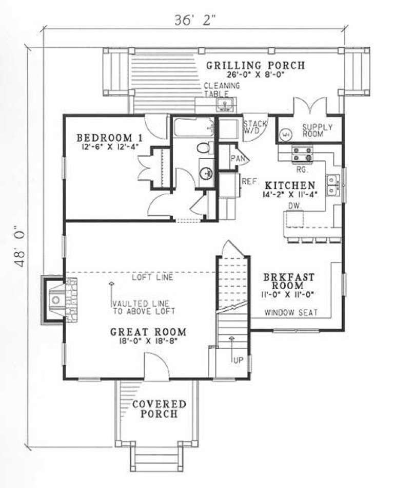 Cottage Plan - 1,425 Square Feet, 2 Bedrooms, 2 Bathrooms | Floor Plan ...