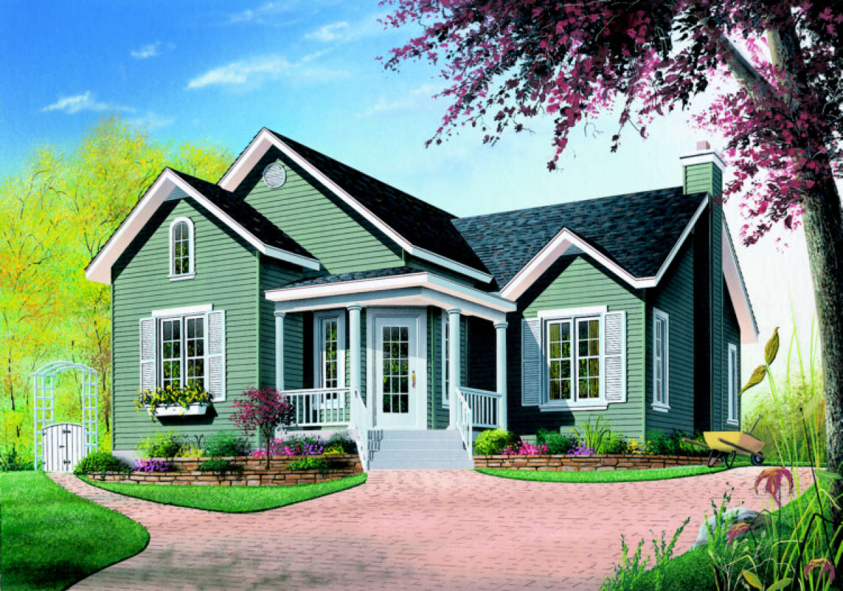 Country Plan - 1,006 Square Feet, 2 Bedrooms, 1 Bathroom | Floor Plan ...