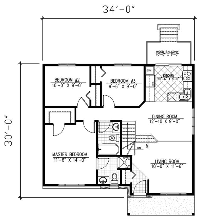 Split Foyer Plan - 982 Square Feet, 3 Bedrooms, 2 Bathrooms | Floor ...
